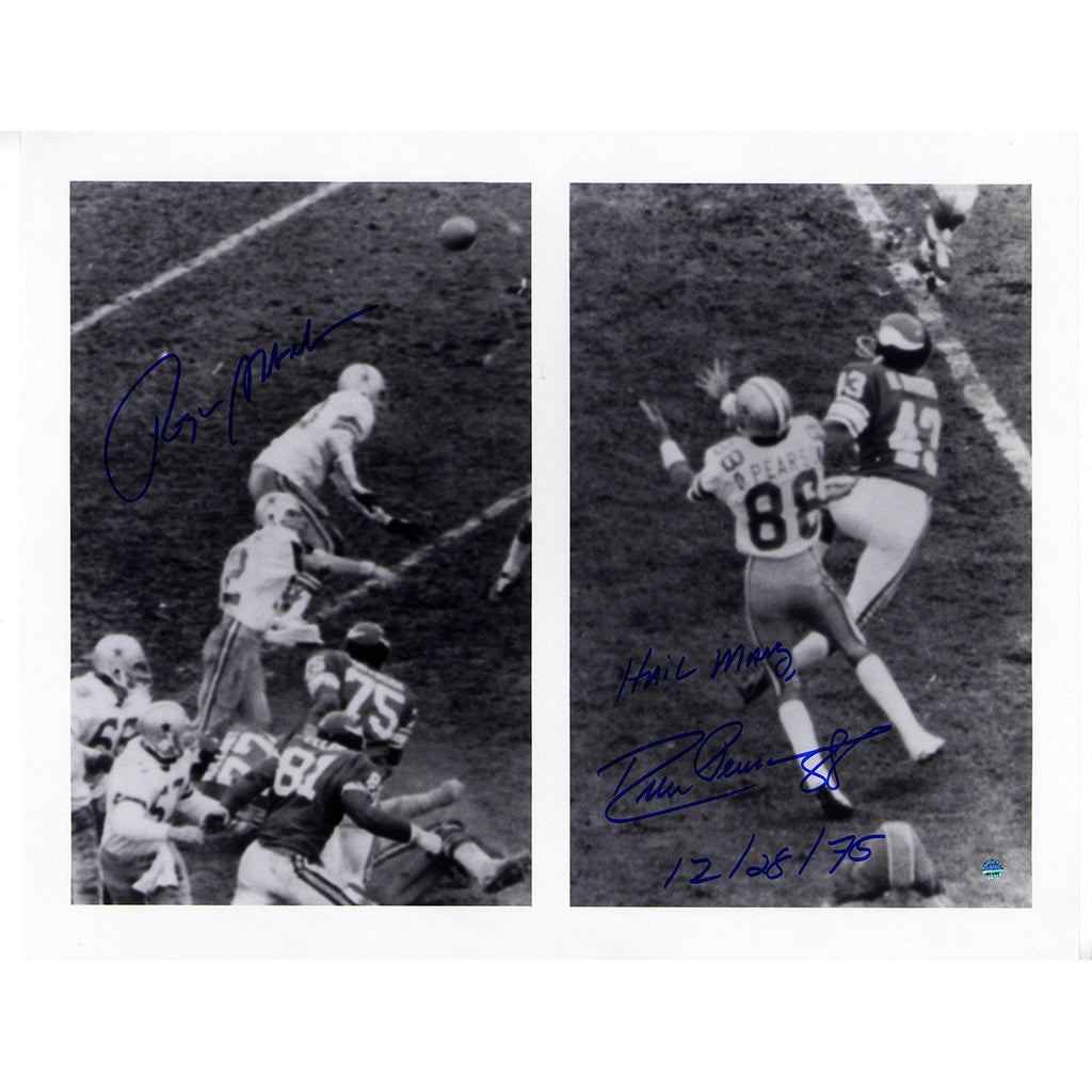 Roger Staubach/Drew Pearson Dual Signed 'Hail Mary' 16x20 Photo w/ "Ha ...
